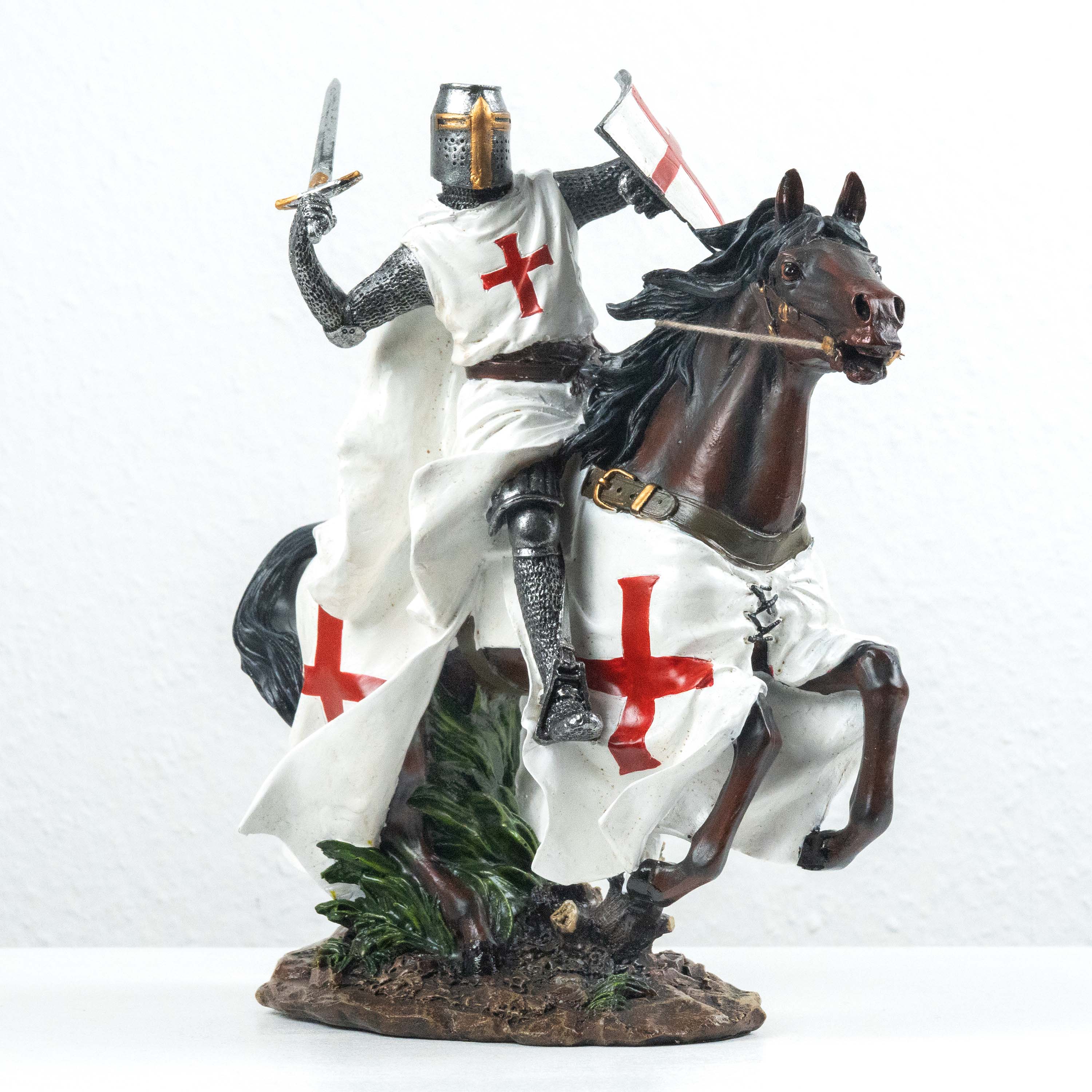 Statue de Chevalier Templier à cheval (Résine) sculpture guerrier ...