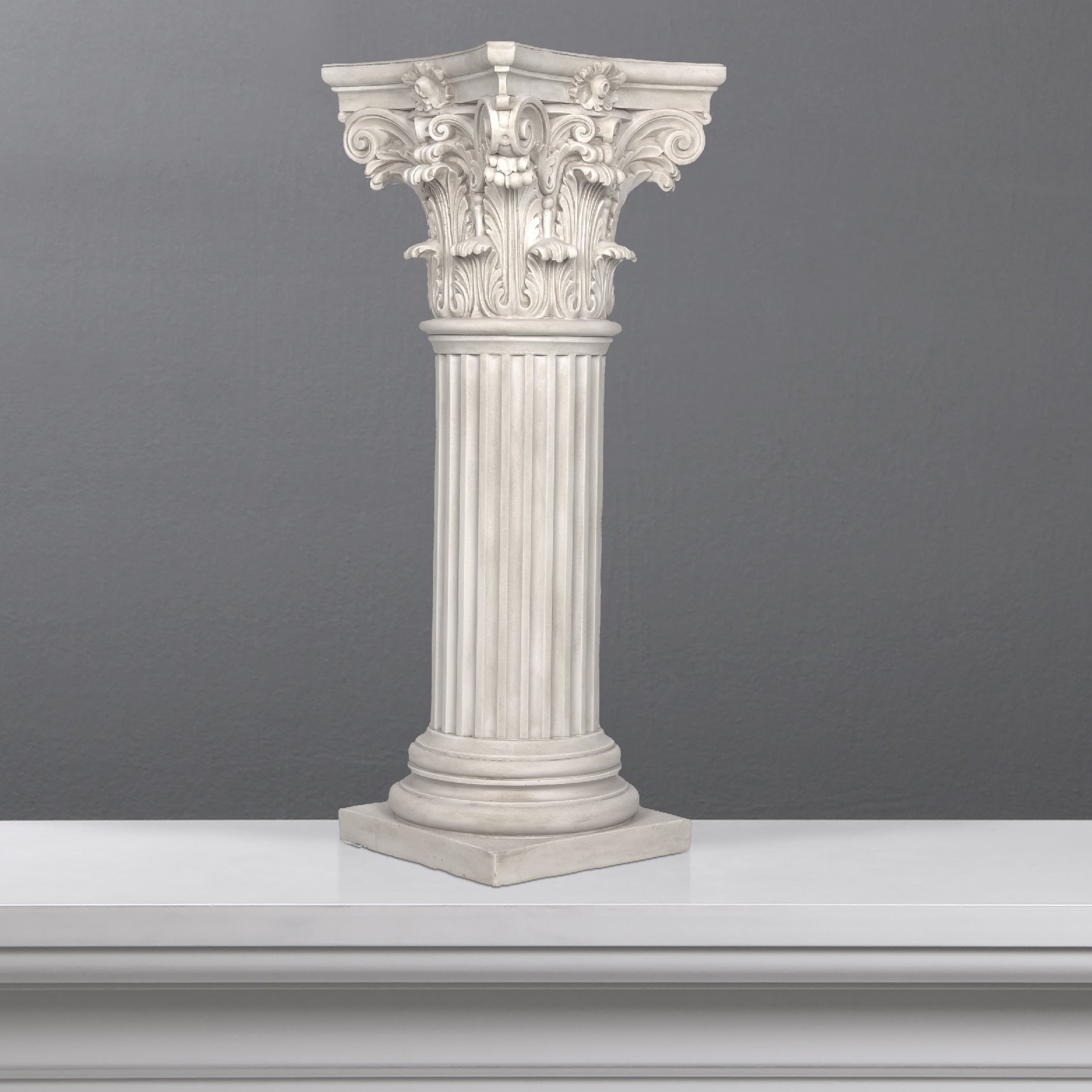 Chapiteau de colonne corinthienne - grande sculpture en marbre blanc ...